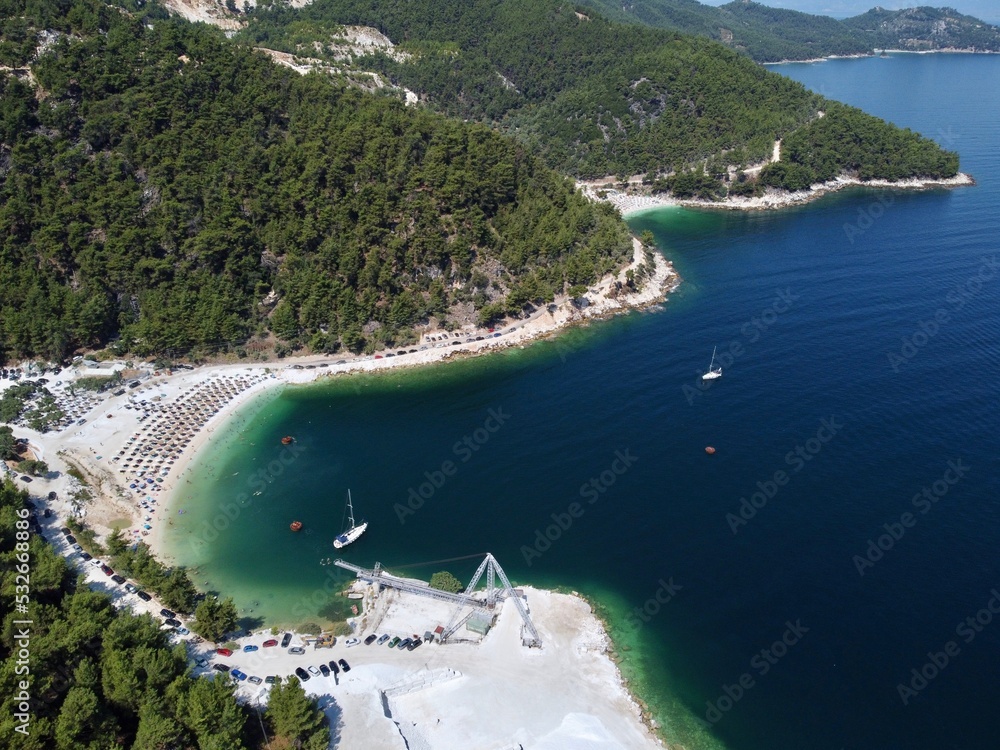 Marble beach, Paralia Saralia beach, Thasos, île Grecque, Grèce Stock ...