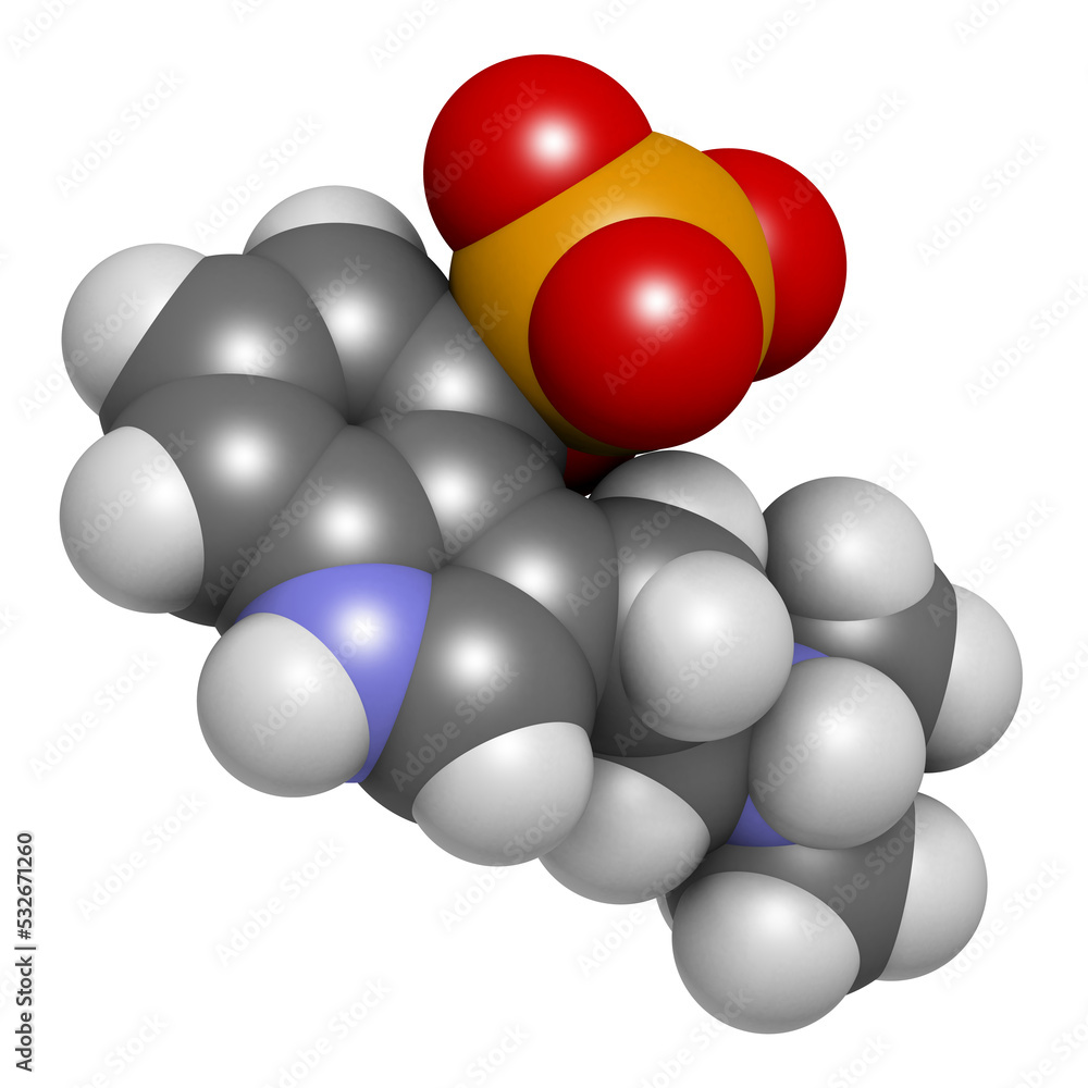 Psilocybin psychedelic mushroom molecule. Prodrug of psilocin. 3D ...