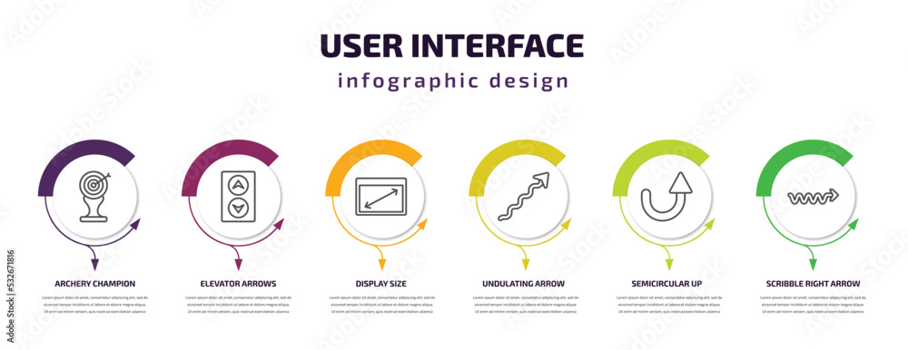 user interface infographic template with icons and 6 step or option ...