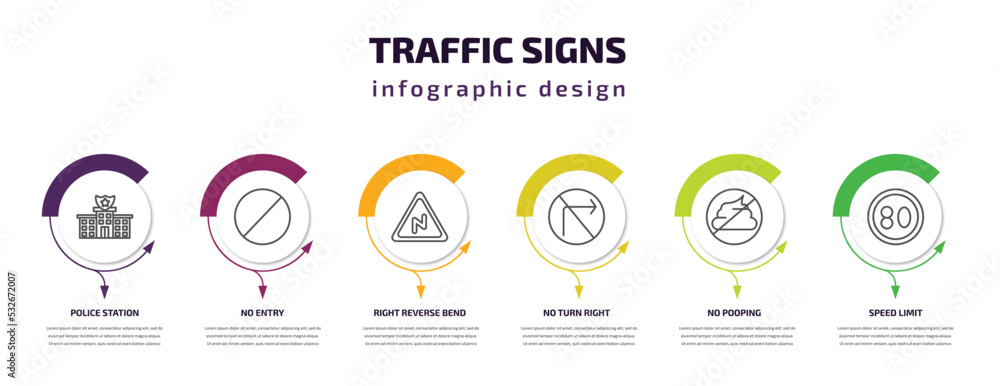 traffic signs infographic template with icons and 6 step or option ...