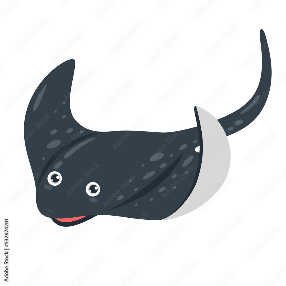 Cartoon Drawing Of A Stingray Stock Vector | Adobe Stock