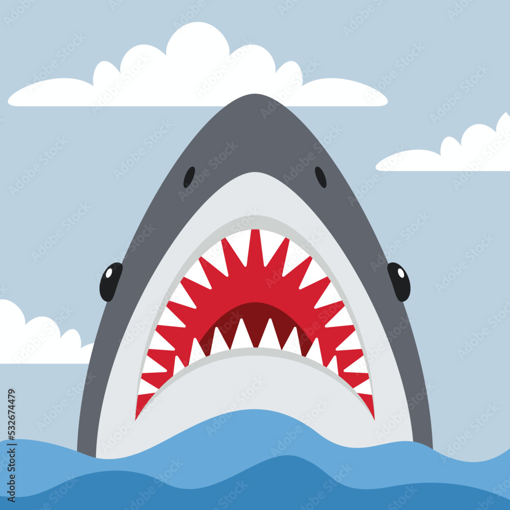 Cartoon Drawing Of A Shark Stock Vector | Adobe Stock