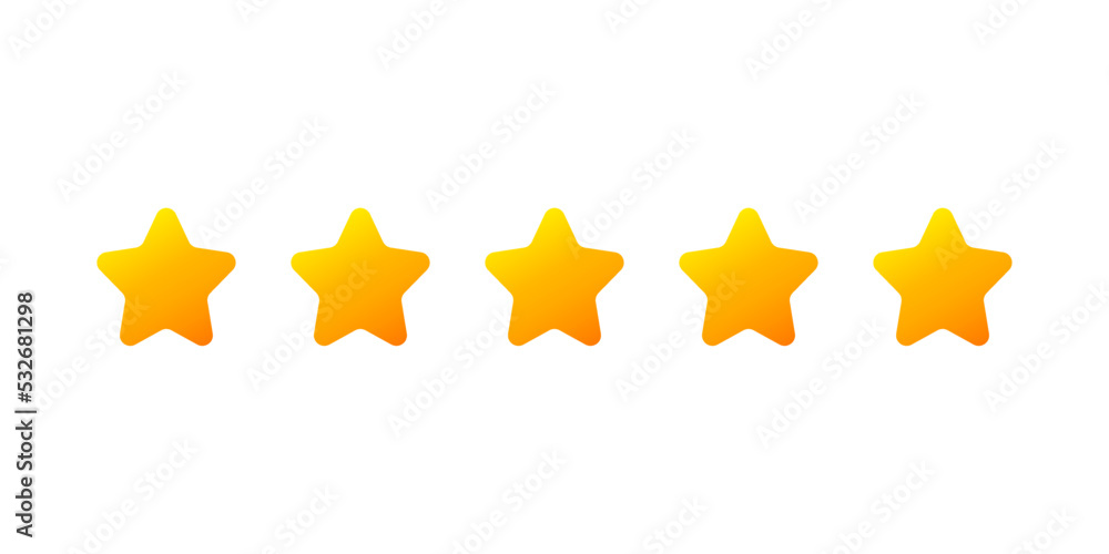 Vetor de Five star rating icon set isolated on white background ...