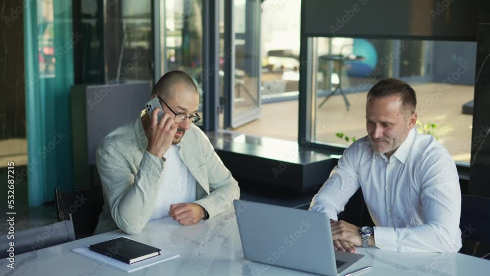 Happy company manager handshake promote praise male intern worker in ...