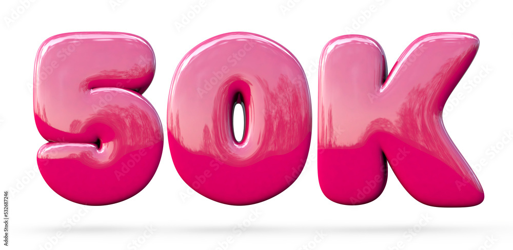 50k 3d isolated on white background. 50k followers, like, subscriber ...