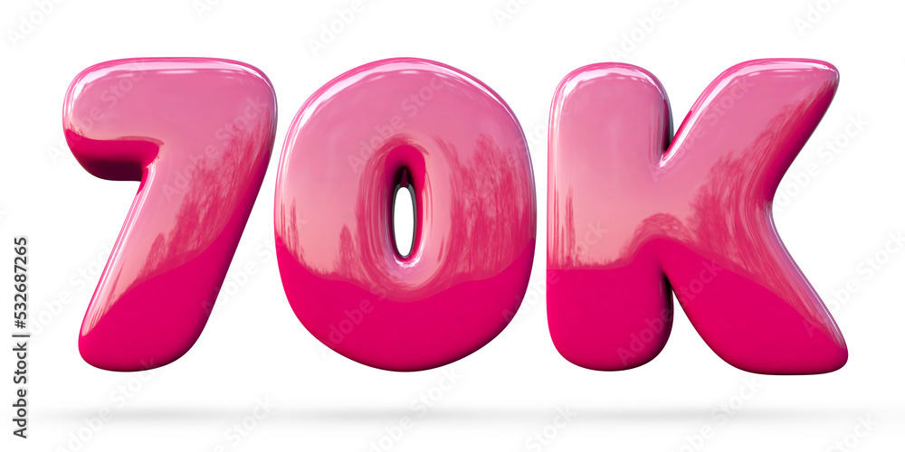 70k 3d isolated on white background. 70k followers, like, subscriber ...