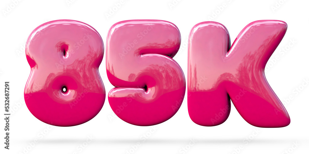 85k 3d isolated on white background. 85k followers, like, subscriber ...