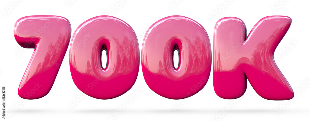 700k 3d isolated on white background. 700k followers, like, subscriber ...