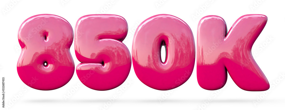 850k 3d isolated on white background. 850k followers, like, subscriber ...