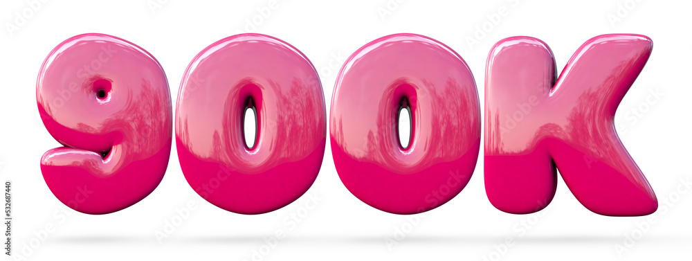 900k 3d isolated on white background. 900k followers, like, subscriber ...