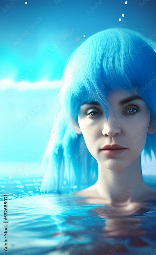 Blue haired elf. portrait. fantasy Stock Illustration | Adobe Stock