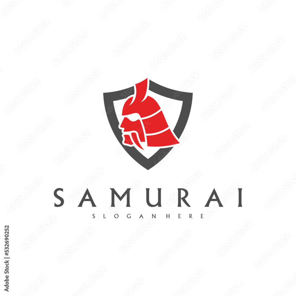 Samurai head logo design vector. Samurai warrior logo template Stock ...
