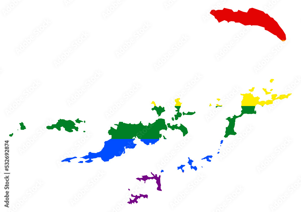 British Virgin Islands map with pride rainbow LGBT flag colors Stock ...