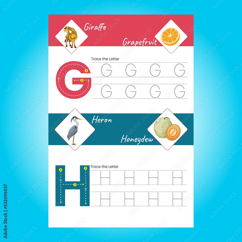 Alphabet Letter Tracing for kids. Educational preschool learning ABC ...