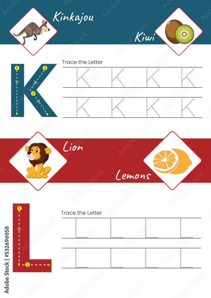 Alphabet Letter Tracing for kids. Educational preschool learning ABC ...