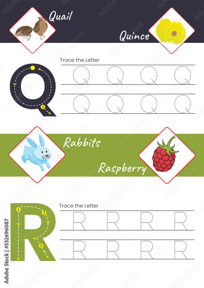 Alphabet Letter Tracing for kids. Educational preschool learning ABC ...