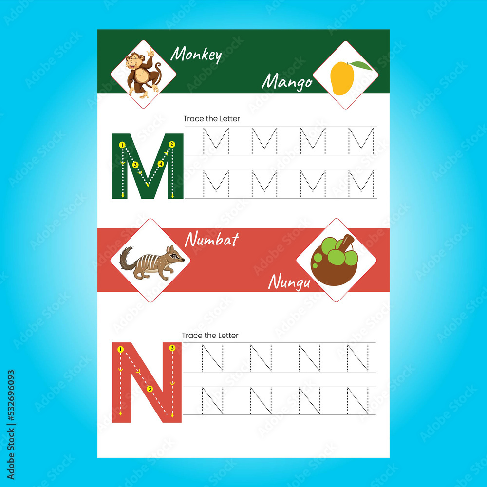 Alphabet Letter Tracing for kids. Educational preschool learning ABC ...