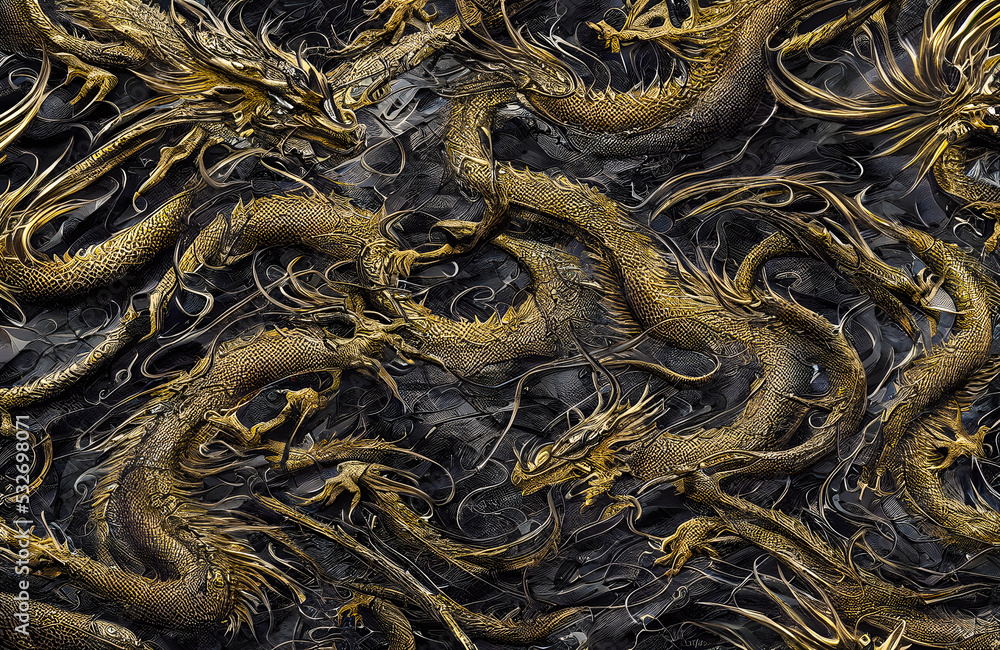 Luxury black and gold background. Abstract. Dragon skin. 3D ...