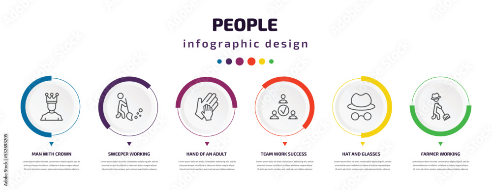 Vetor do Stock: people infographic element with icons and 6 step or ...
