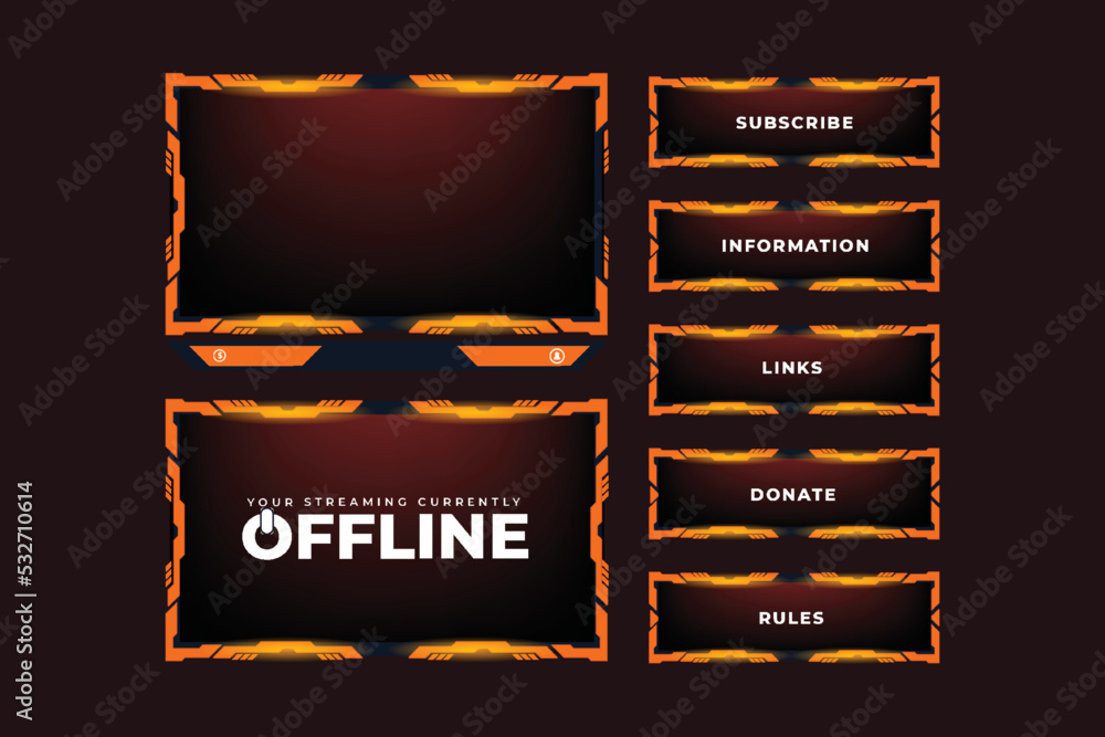 Streaming overlay frame and screen interface decoration. Futuristic ...
