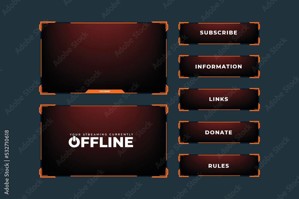 Broadcast gaming overlay design with abstract digital shapes. Stylish ...
