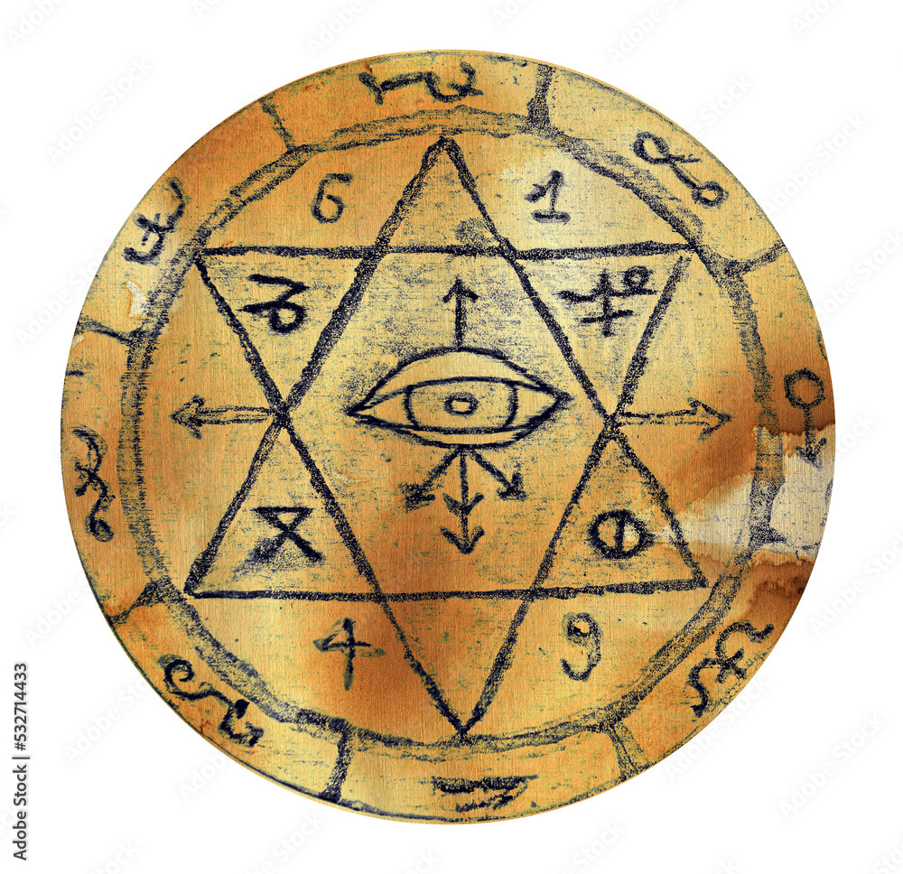 Mystic symbols with hand drawn magic and esoteric symbols Stock ...