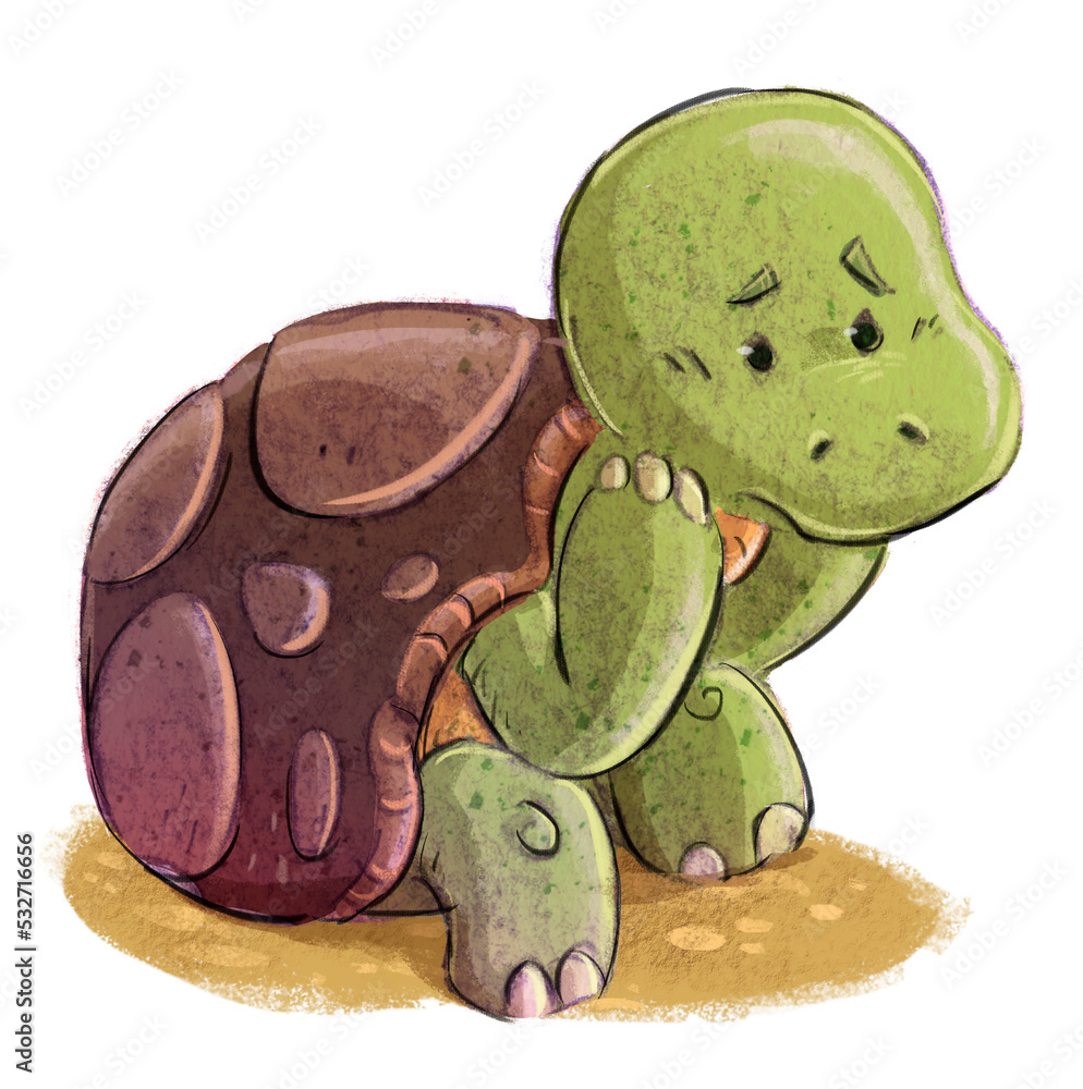 Sad turtle illustration Stock Illustration | Adobe Stock
