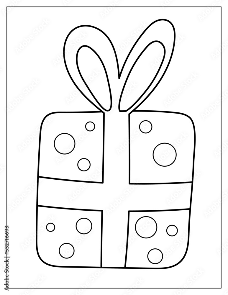Cute gift box coloring page. Print for coloring book in US Letter ...