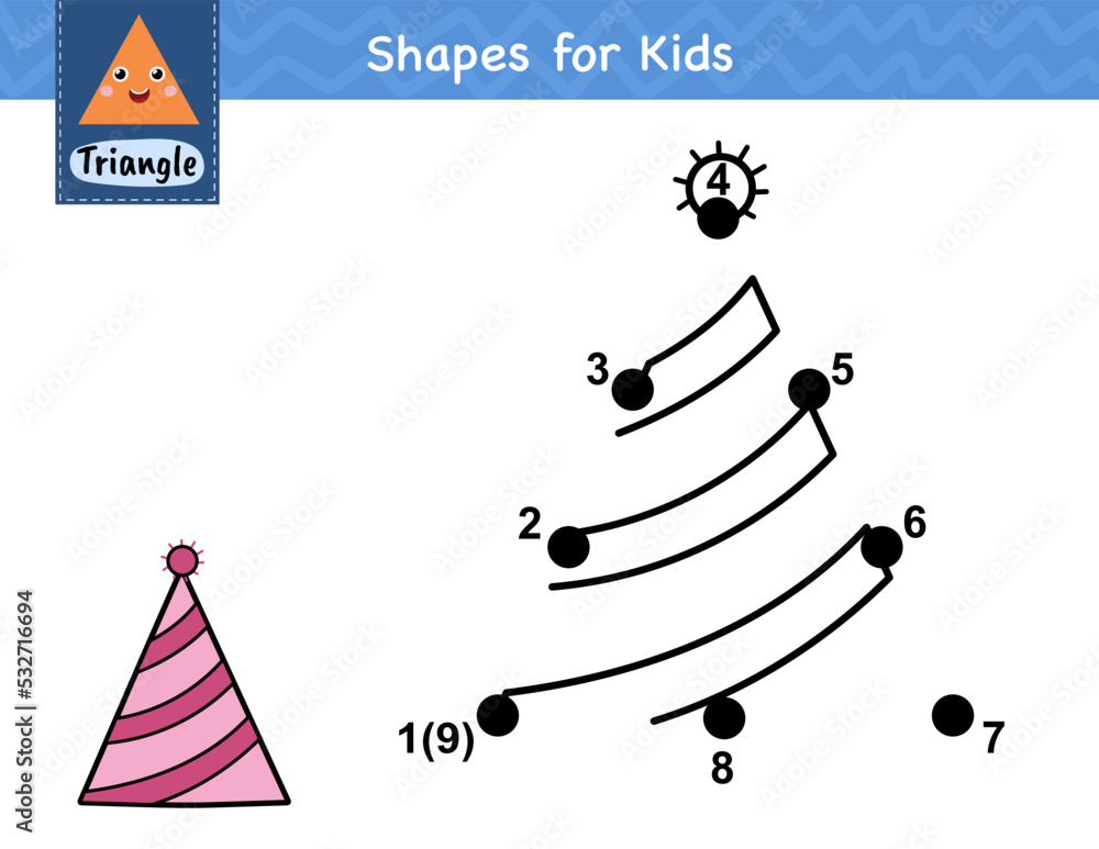 Dot to dot game for kids. Connect the dots and draw a birthday hat ...