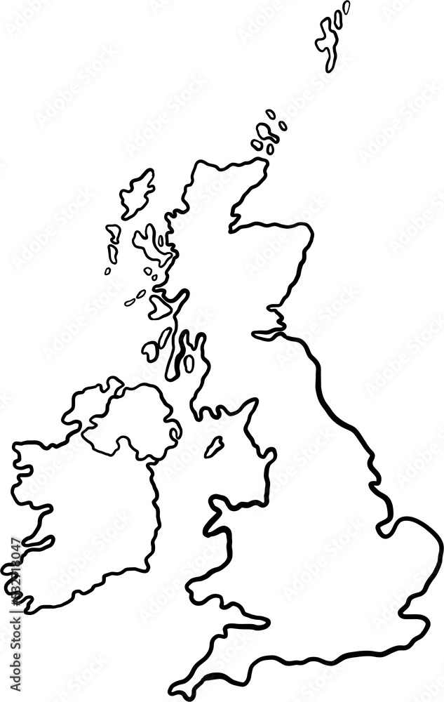 doodle freehand drawing of great britain map. Stock Illustration ...