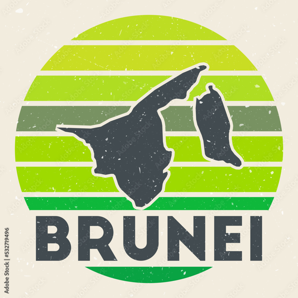 Brunei logo. Sign with the map of country and colored stripes, vector ...