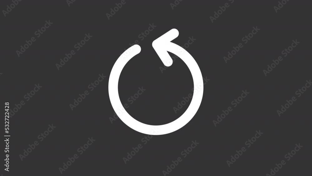 Animated restart white line ui icon. Rotate to left. Repeat. Seamless ...