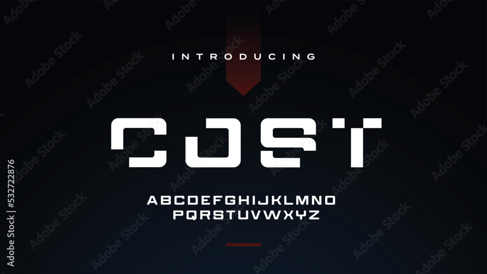 COST Sports minimal tech font letter set. Luxury vector typeface for ...