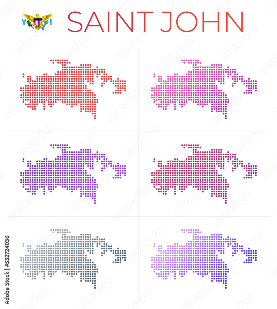Saint John dotted map set. Map of Saint John in dotted style. Borders ...