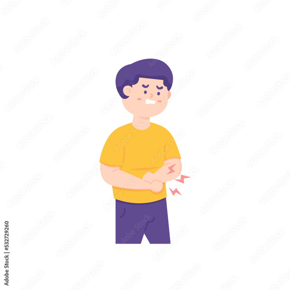 illustration of a boy holding his stomach in pain. symptoms of ulcer ...