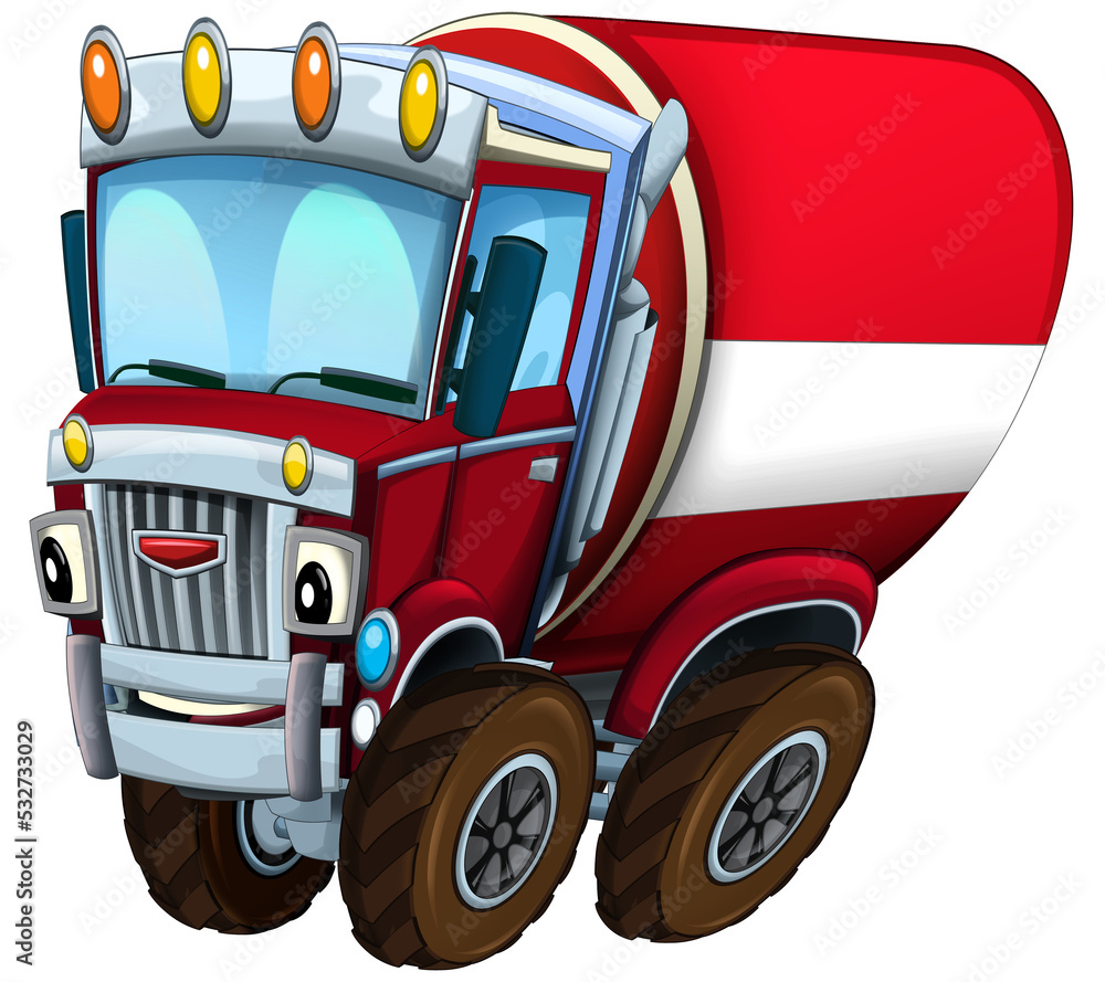 Cartoon happy and funny cartoon fire fireman bus isolated illustration ...