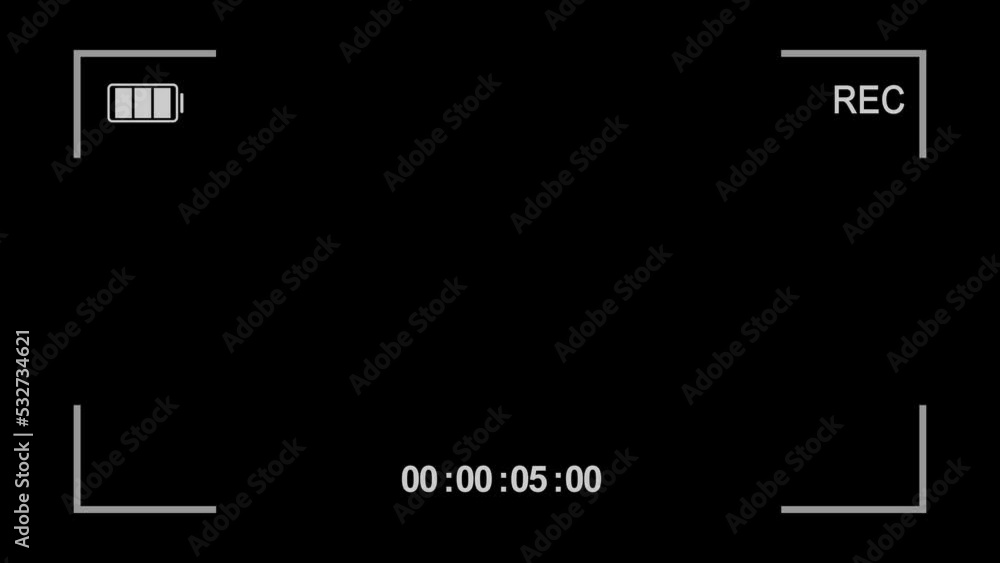 Camera viewfinder animation recording a video. Camera frame viewfinder ...