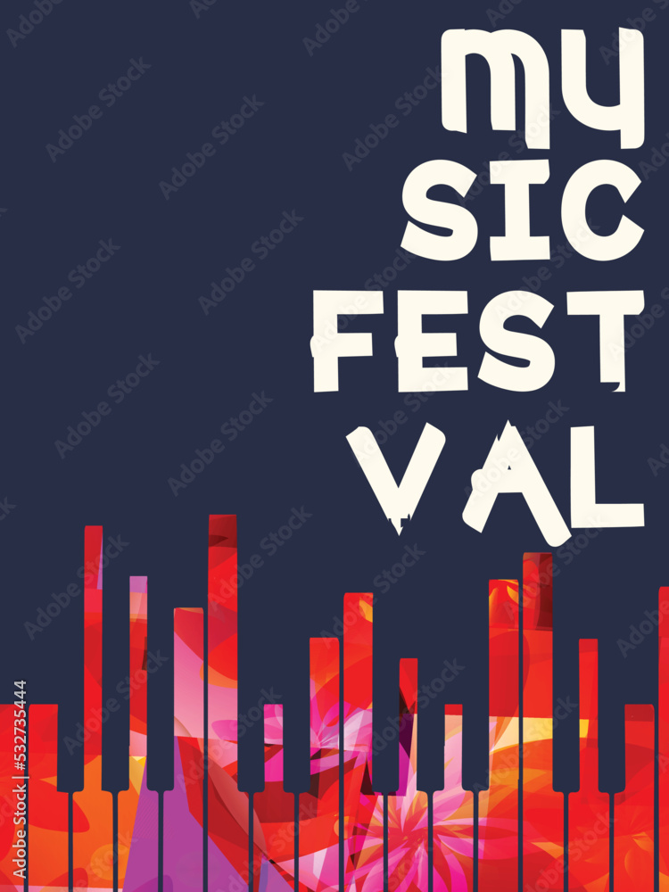 Music festival poster background with colorful piano keys. Vector ...