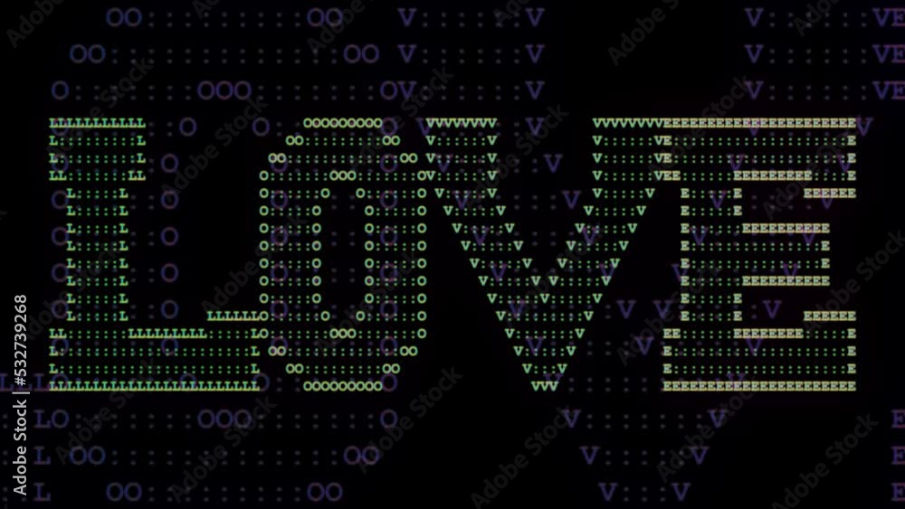 Love Typography ASCII Pixel Art VHS Retro Look Loop Stock Video | Adobe ...