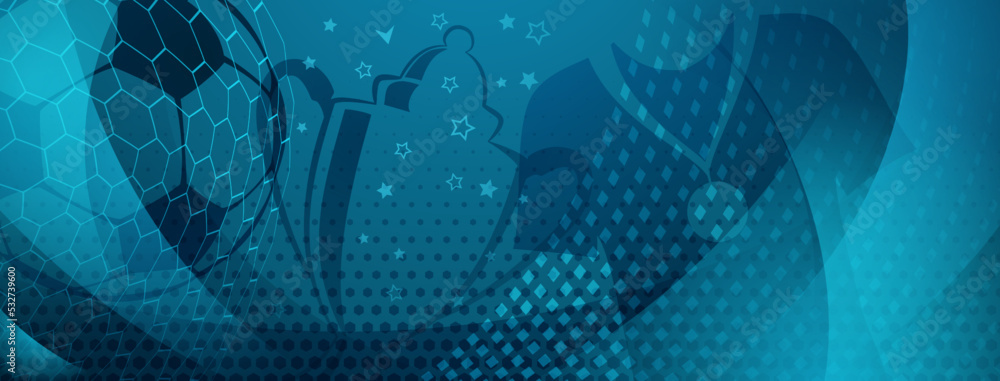 Abstract background on a football theme with big ball and other soccer ...