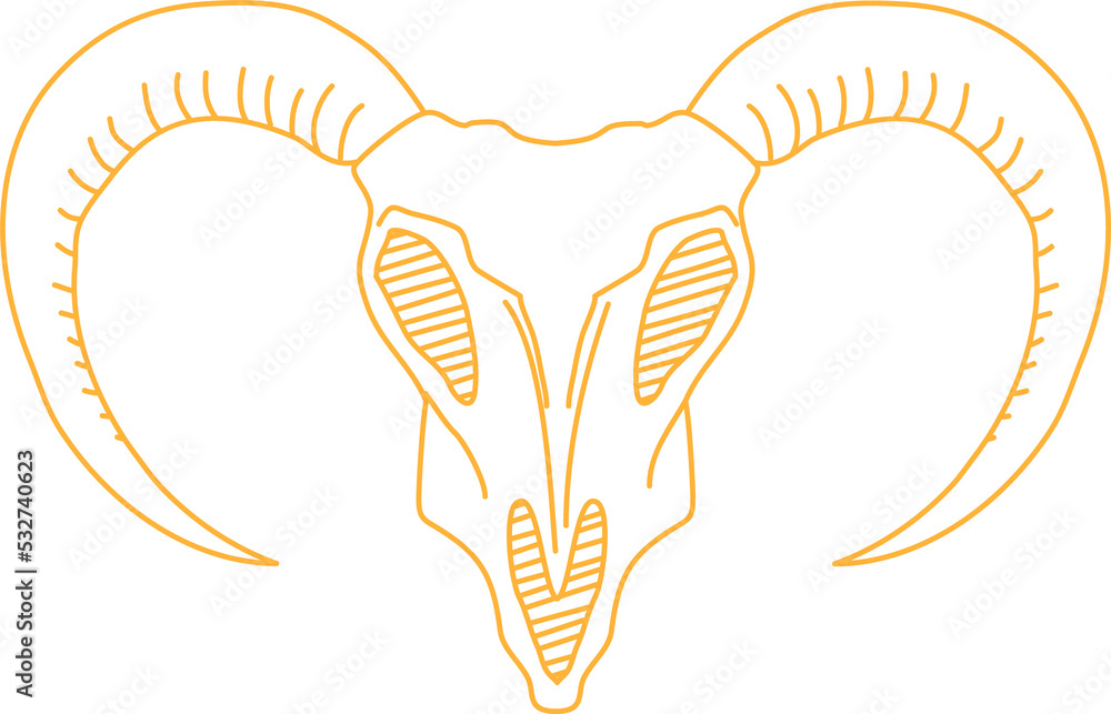 Skull of goat, witchcraft and alchemy magic sign Stock Illustration ...