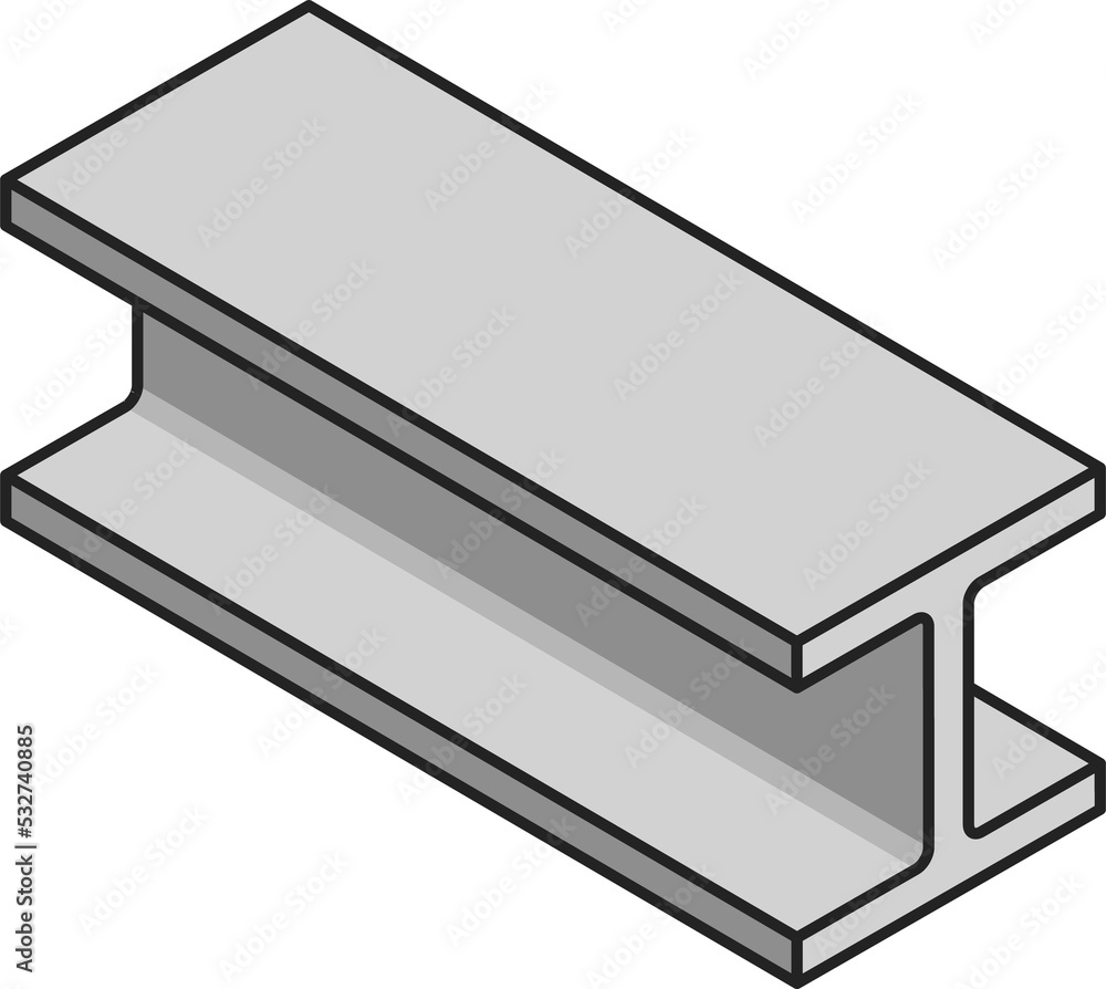 Rolled metal product, beam rail iron profile rebar Stock Illustration ...