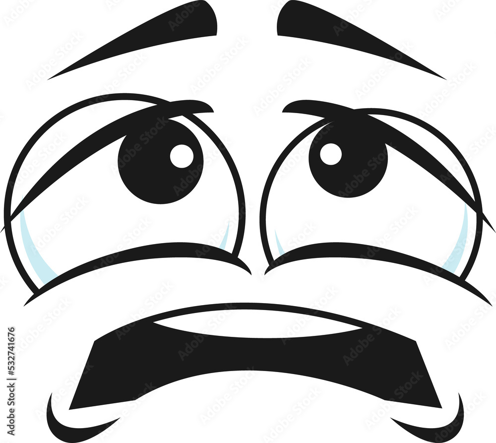 Cartoon upset face emoji, vector character boring Stock Illustration ...