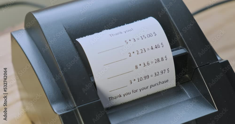 Video Stock Supermarket paper receipt from cash register close up ...