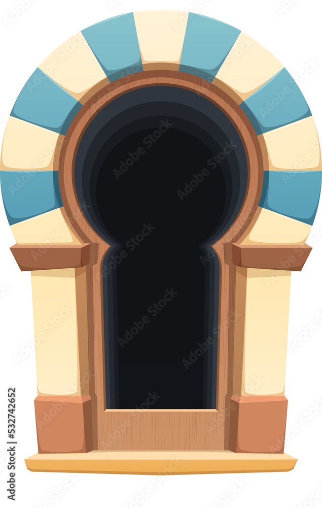 Arabic arched window, cartoon vector mosque portal Stock Illustration ...