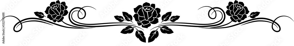 Black roses flourish divider and floral border Stock Illustration ...