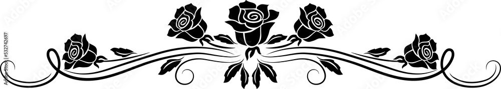 Vintage victorian border, black roses divider Stock Illustration ...