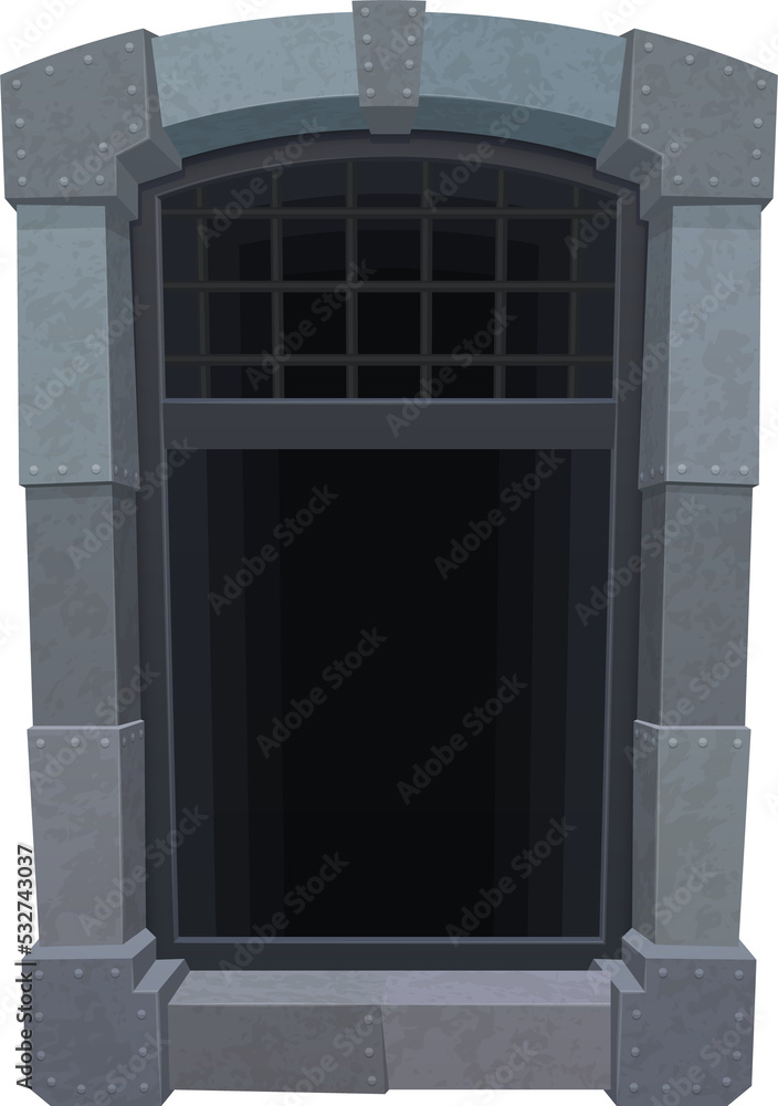 Cartoon medieval prison window with metal grate Stock Illustration ...