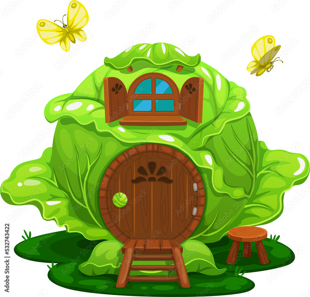 Cartoon fairytale cabbage house building, vector Stock Illustration ...
