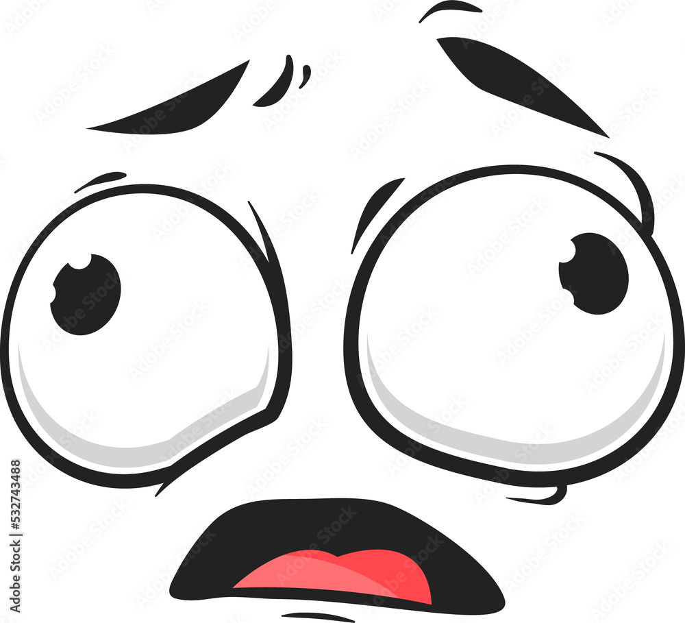 Cartoon face with slanting eyes and open mouth Stock Illustration ...